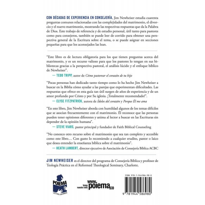 Matrimonio Divorcio Y Nuevo Matrimonio - Jim Newheiser - Libro